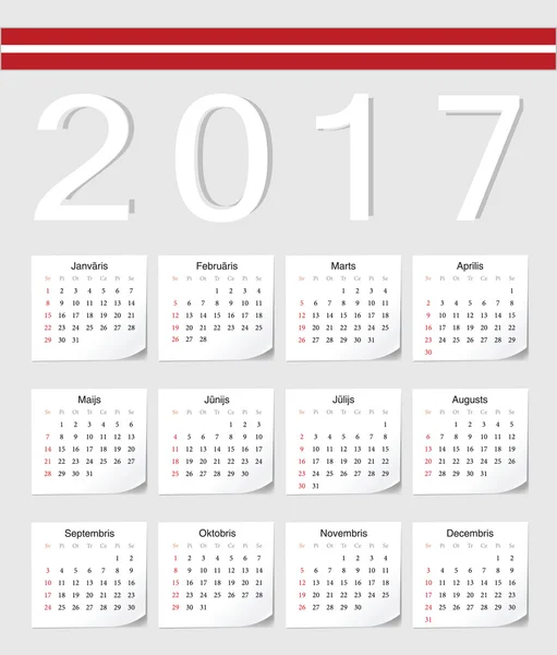 Avrupa 2017 yılı vektörel takvim ©julvil11 92555688'e ait Stok Vektör