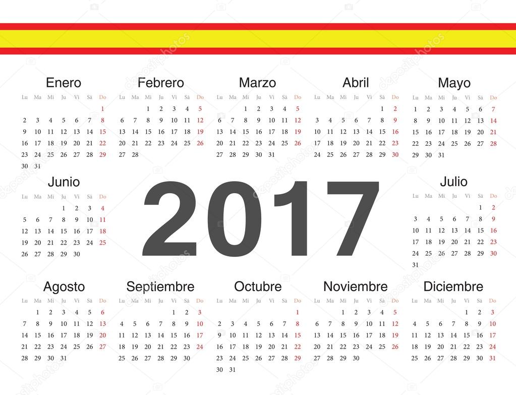 Vector spanish circle calendar 2017 — Stock Vector © julvil11 #52336301