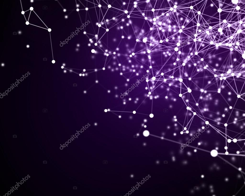 Digital background with violetcybernetic particles — Stock Photo ...