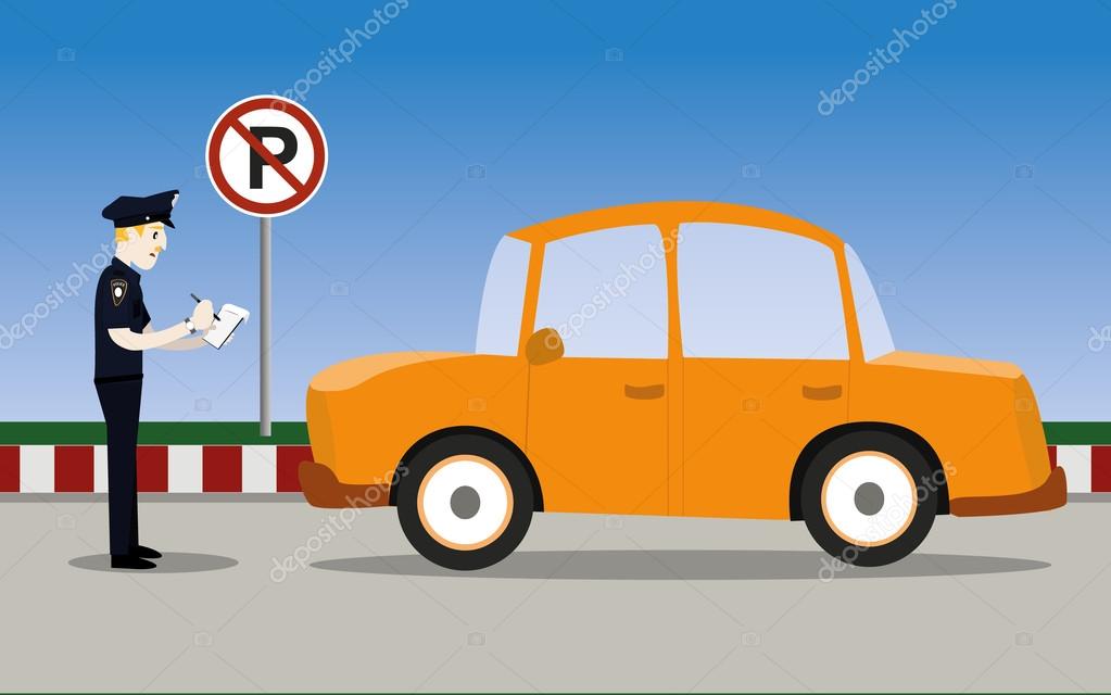 Ilustración vectorial del policía de tránsito escribiendo una multa de ...