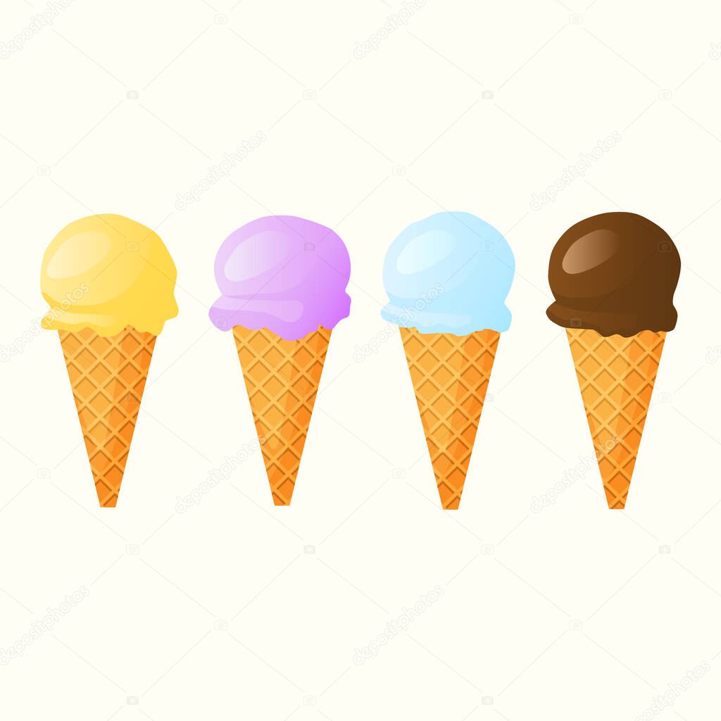 Conjunto de cuatro tipos de helado. Ilustraci n vectorial. 2024