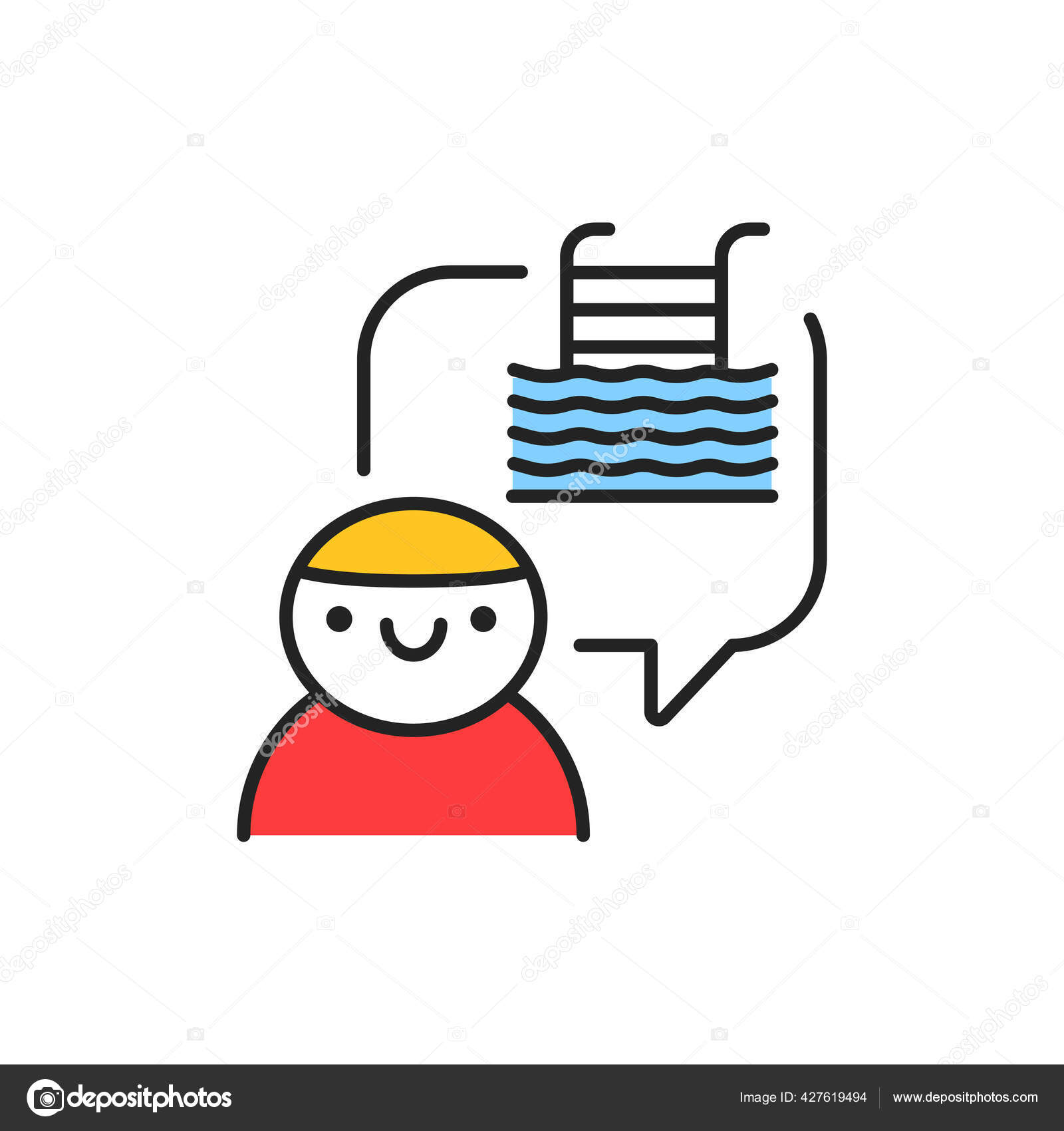 Childrens swimming pool color line icon. Pictogram for web page, mobile ...