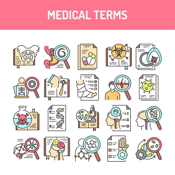 Computer Induced Medical Problems Line Icons Set Isolated Vector ...