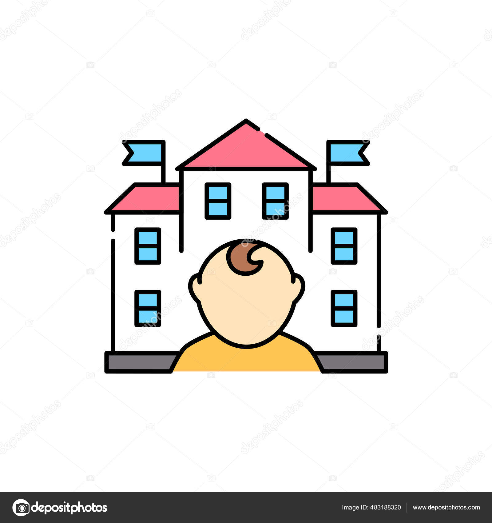 Kindergarten Olor Line Icon Children Learning Pictogram Web Page Mobile ...