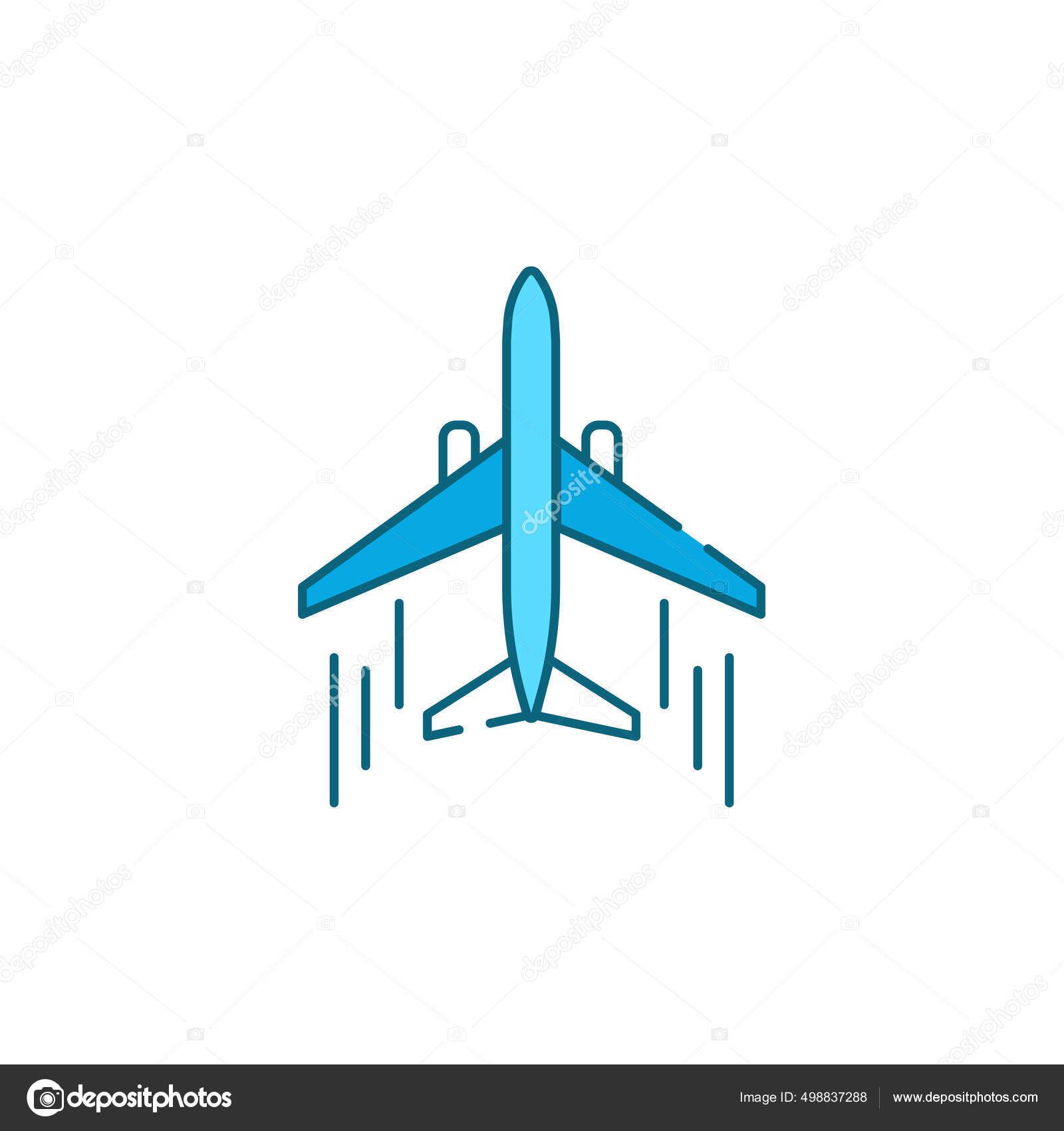 Airplane Color Line Icon Powered Fixed Wing Aircraft Pictogram Web ...