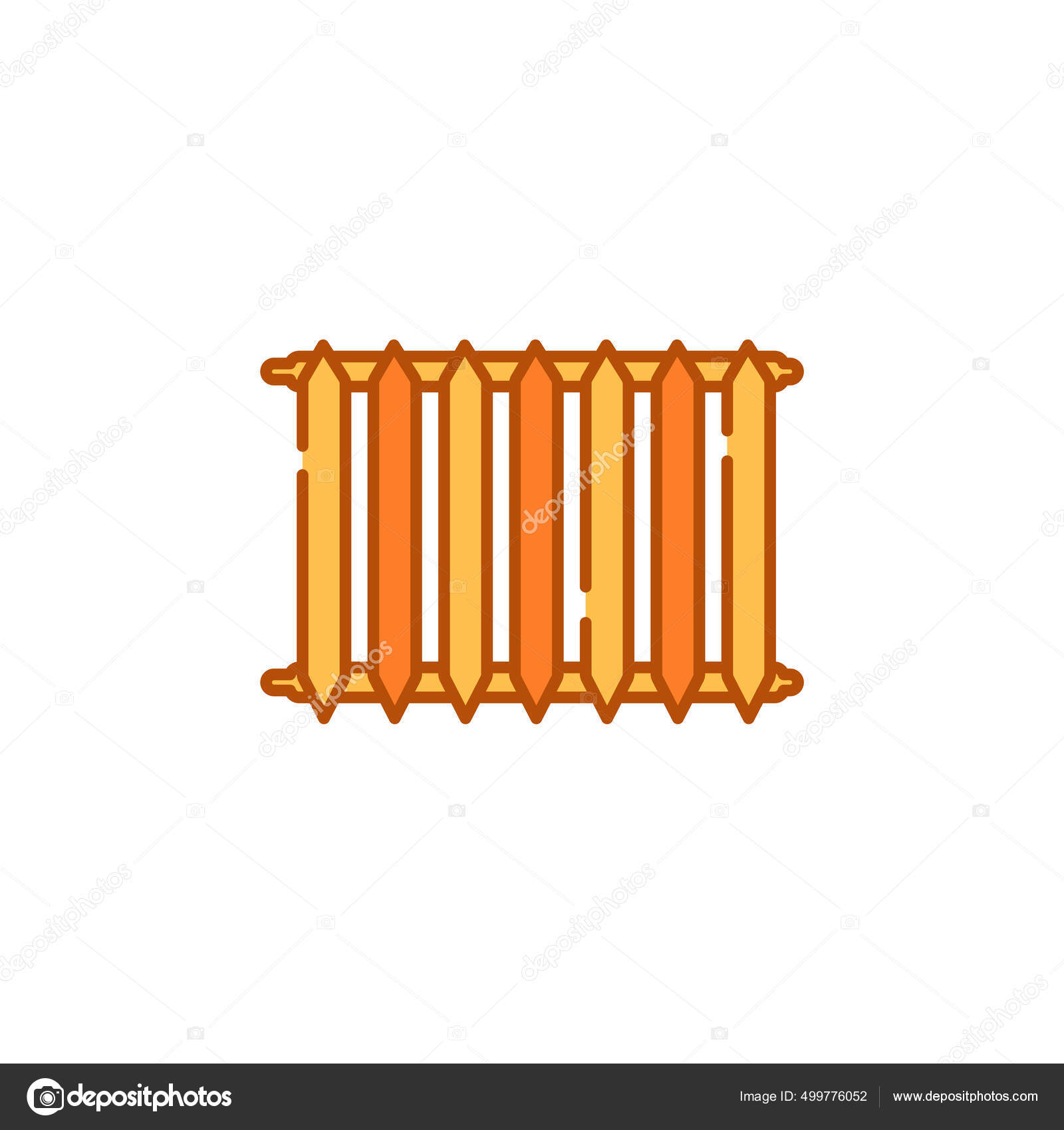 Cast Iron Heater Color Line Icon House Temperature Pictogram Web Stock ...