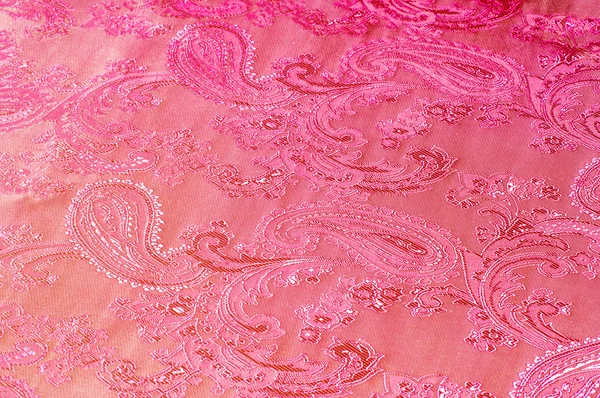 Fabric silk texture gold color, red and yellow pattern - Stock Image ...