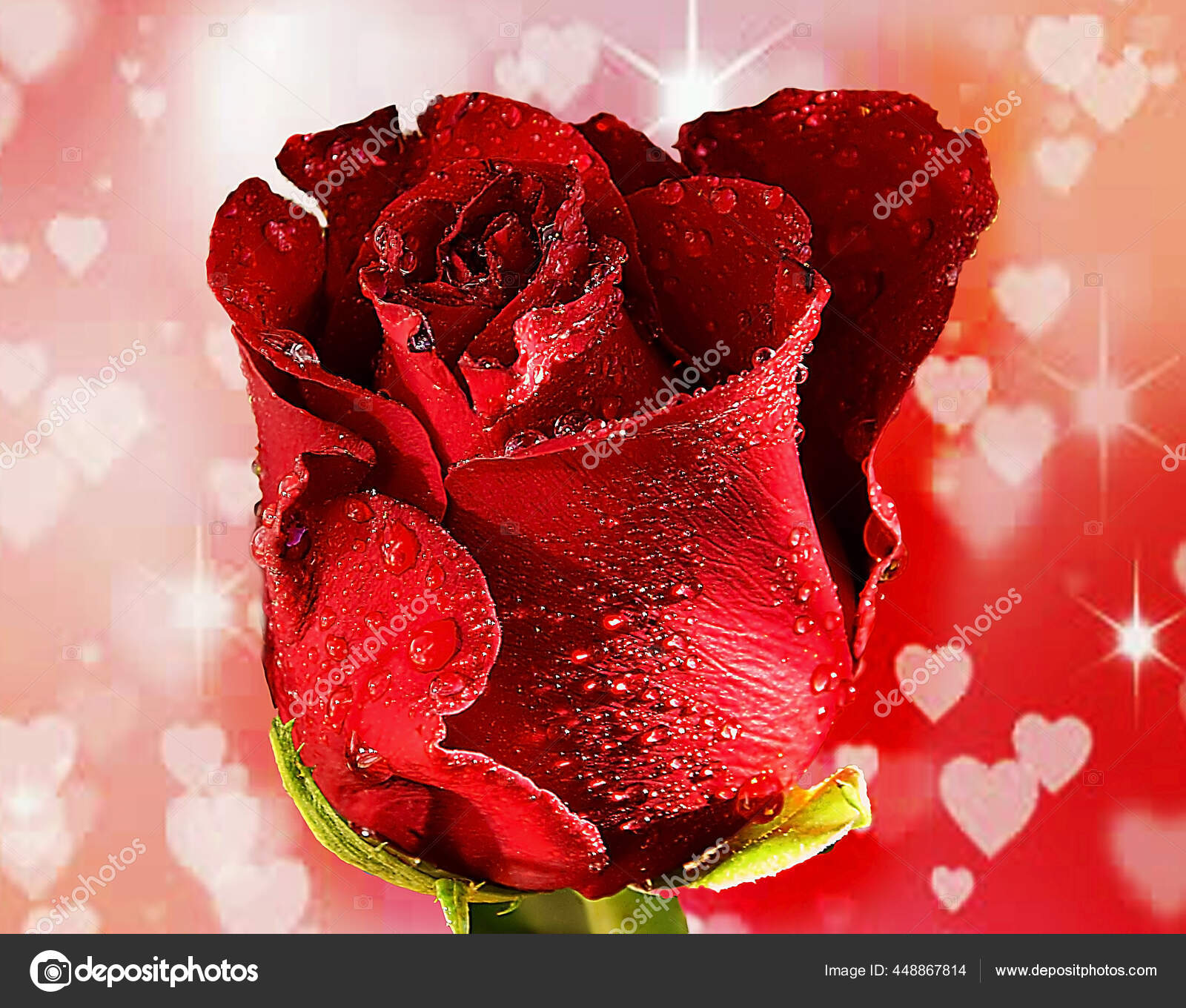 Beautiful Rose Flower Water Drops Summer Concept Close View — Stock ...