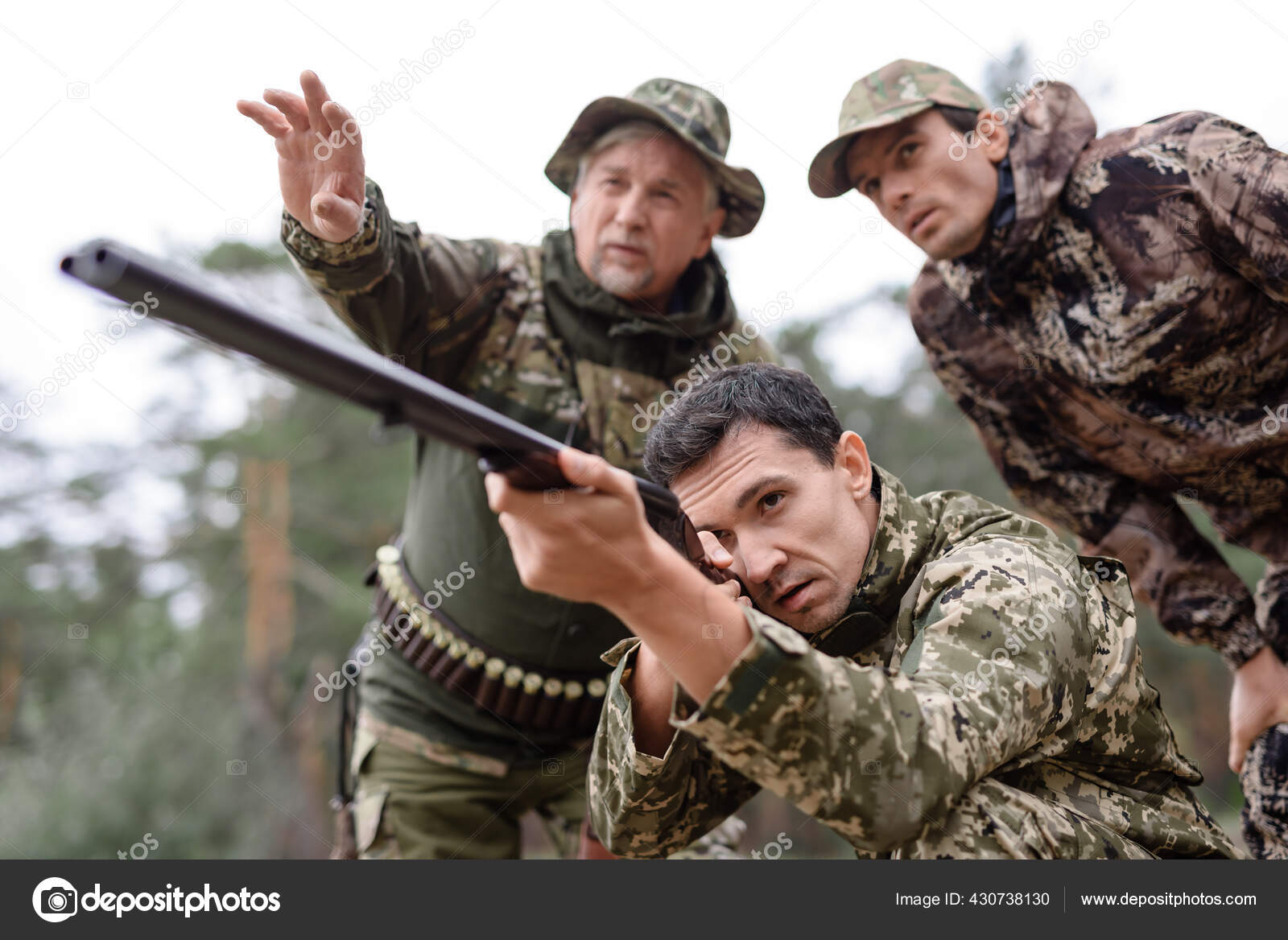 Dad Teaches to Shoot with Double Barreled Shotgun. Stock Photo by ...