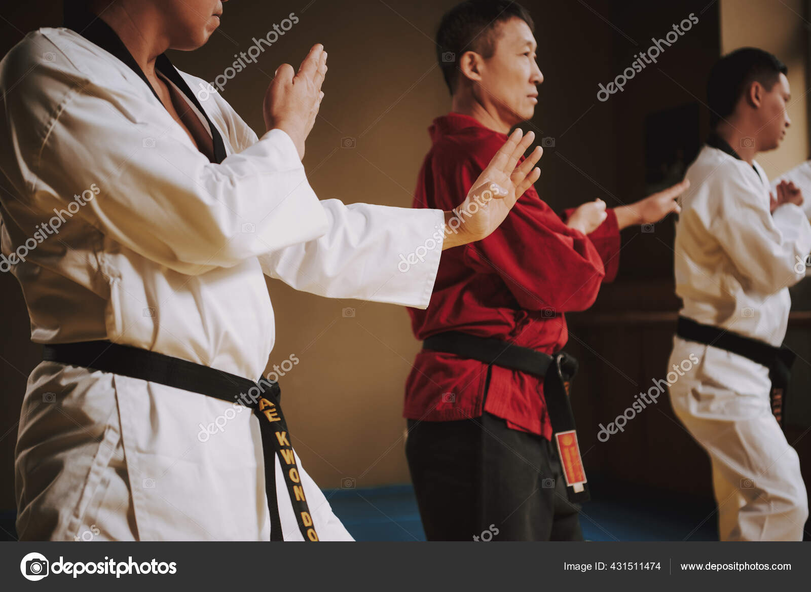 People practice karate techniques in the gym. — Stock Photo ...