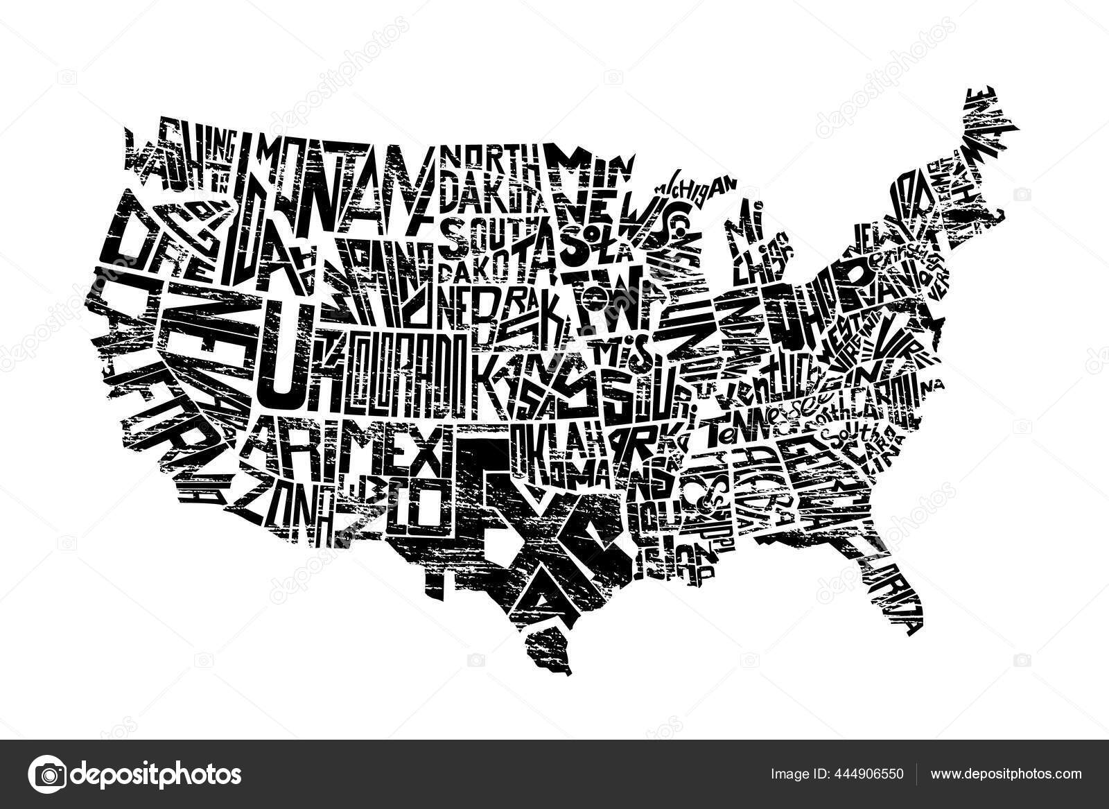 United States America Map Design Isolated White Vector Illustration ...