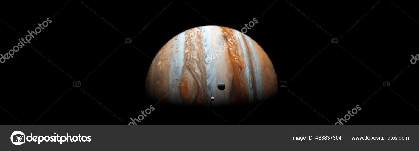 Jupiter Gas Giant Slowly Orbiting Deep Space Concept Panoramic — Stock ...