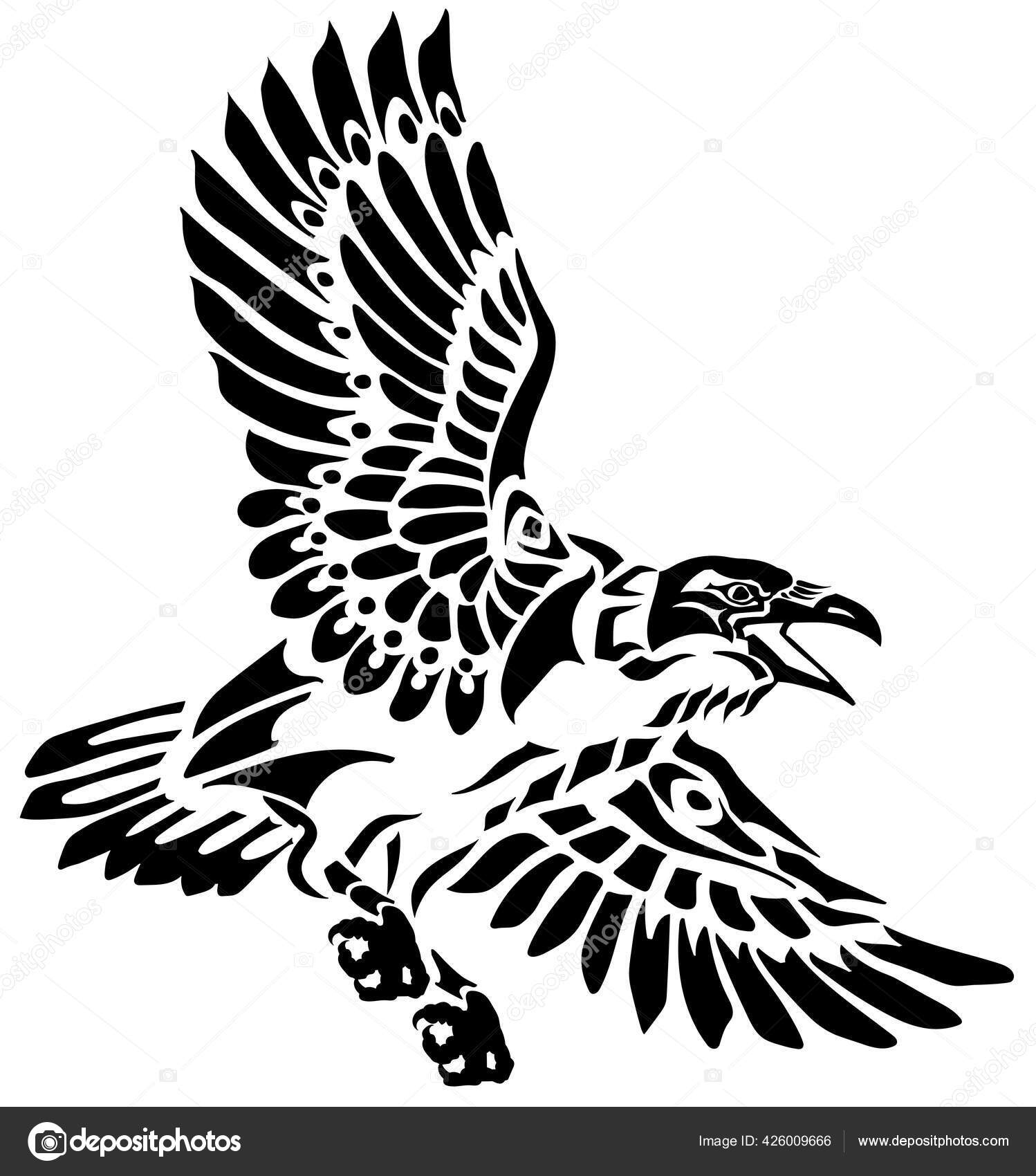 Raven Landing Tattoo