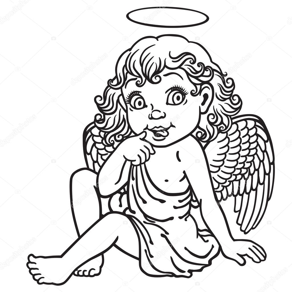 Dibujos animados angelito blanco y negro Stock Vector by ©insima 89190132