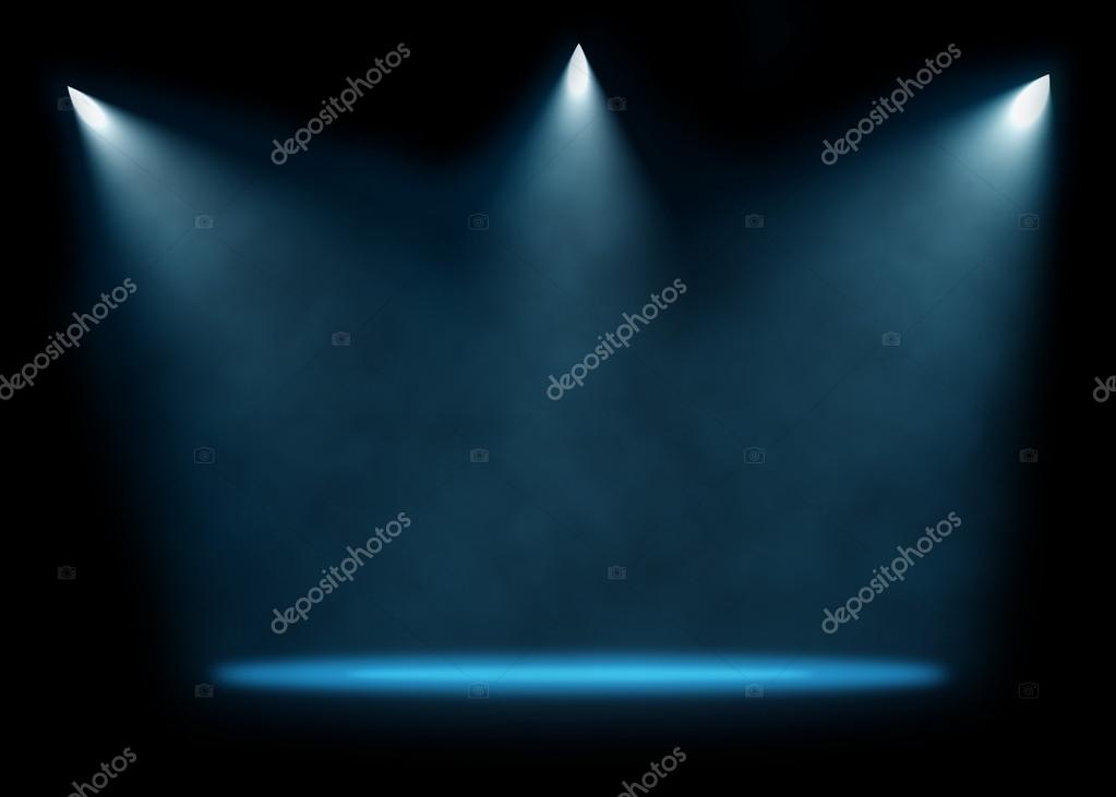 Three spotlights illuminating empty stage background. Stock Photo by ...