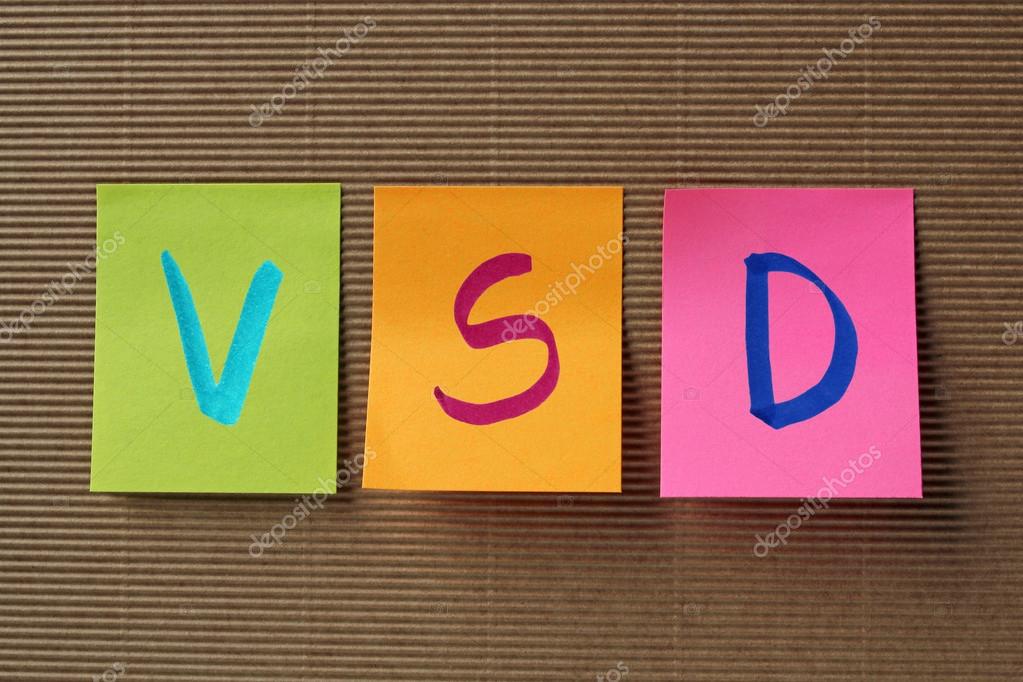 VSD (Ventricular Septal Defect) acronym on colorful sticky notes Stock ...