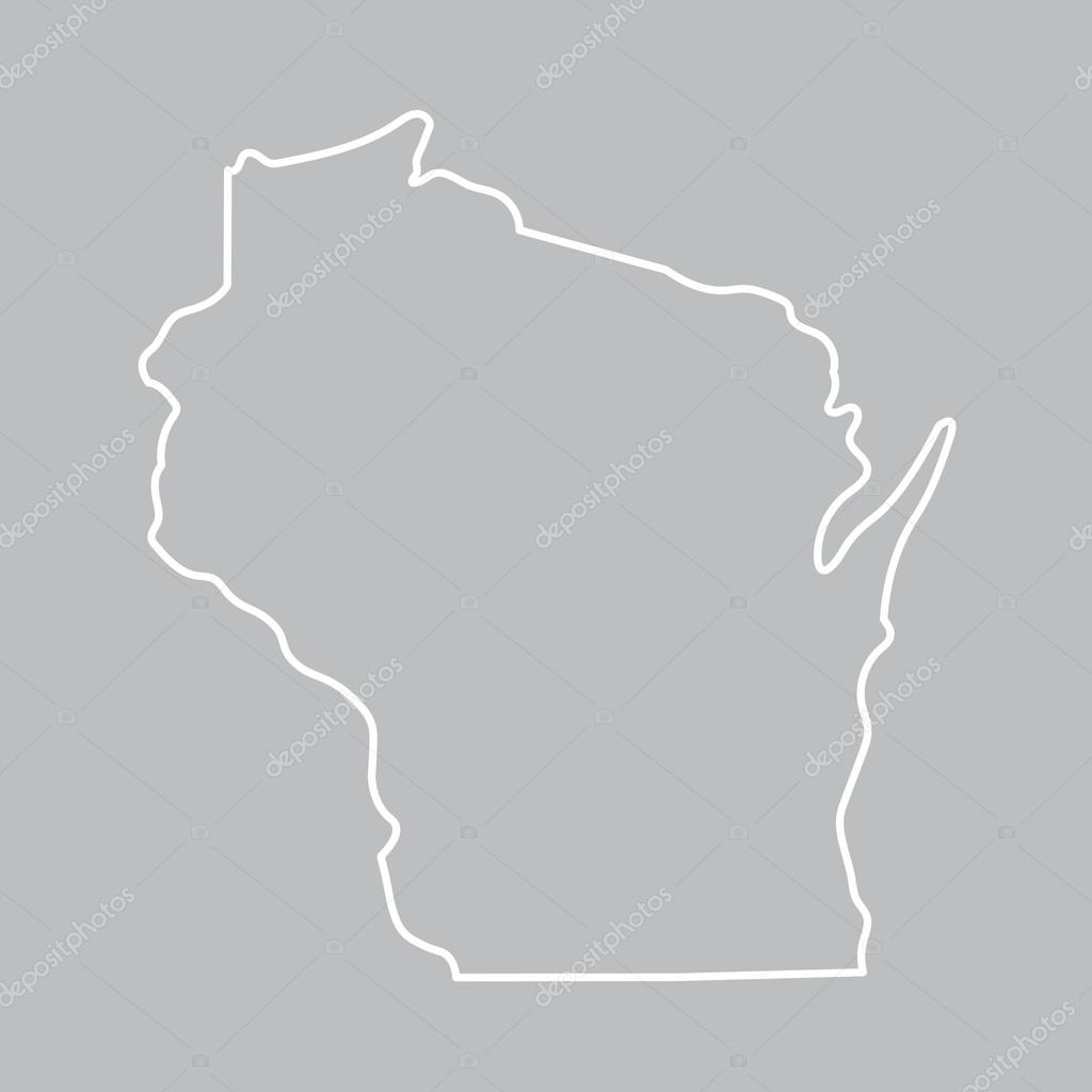 White abstract outline of Wisconsin map — Stock Vector © chrupka #118117584