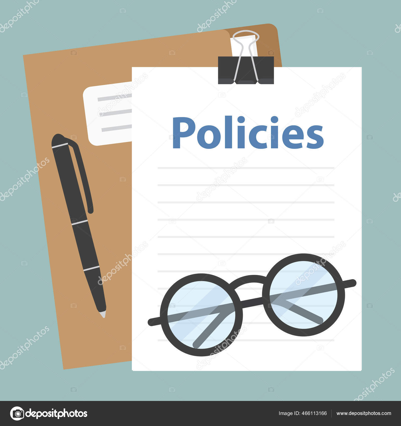 Policies Document Text Flat Lay Composition Vector Illustration Stock ...