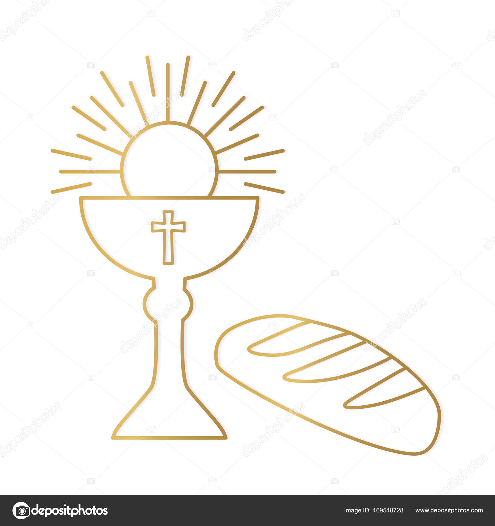 Cáliz Comunión Sagrada Oro Pan Icono Vector Ilustración Vector de stock ...