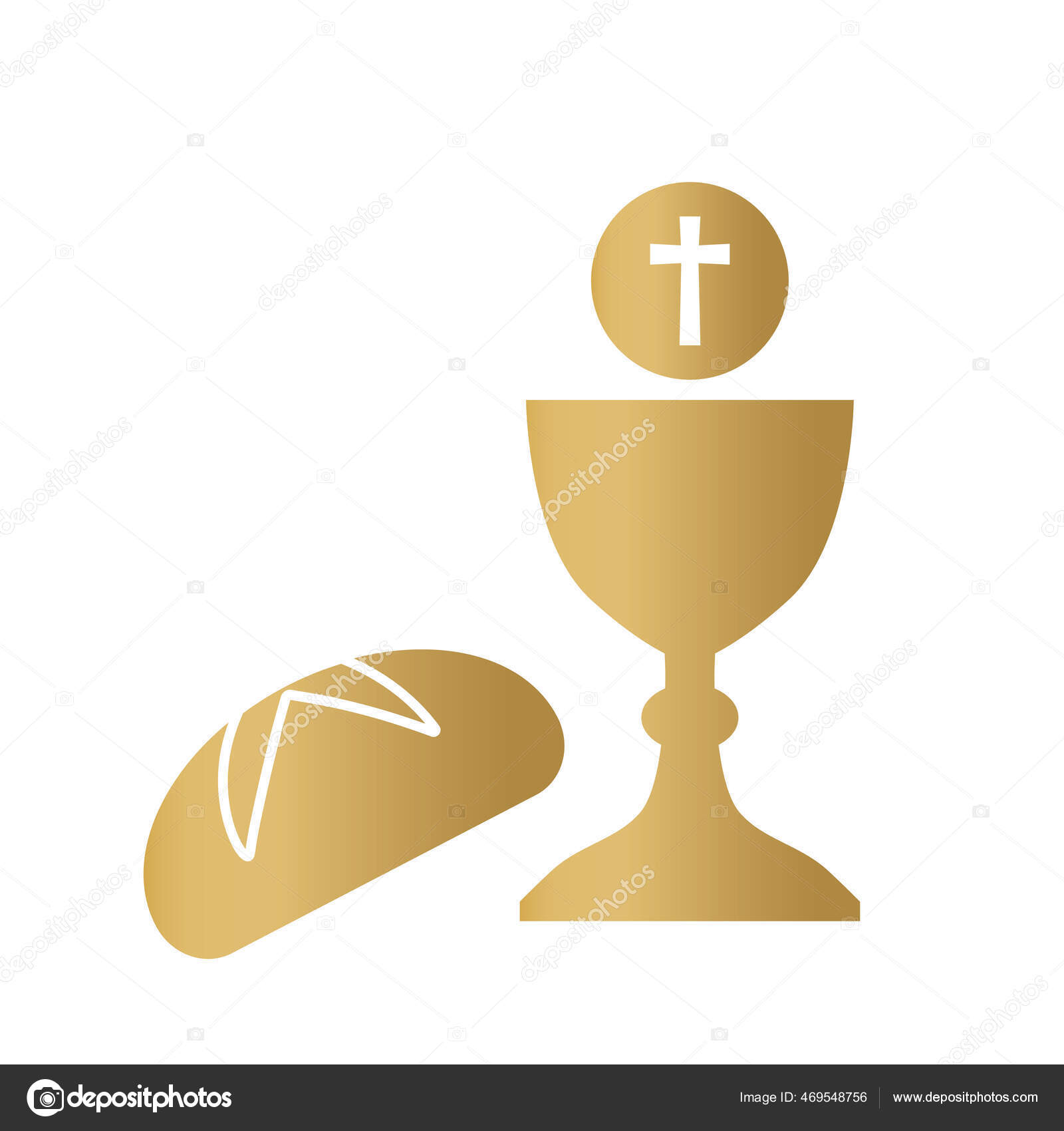 Cáliz Comunión Sagrada Oro Pan Icono Vector Ilustración Vector de stock ...