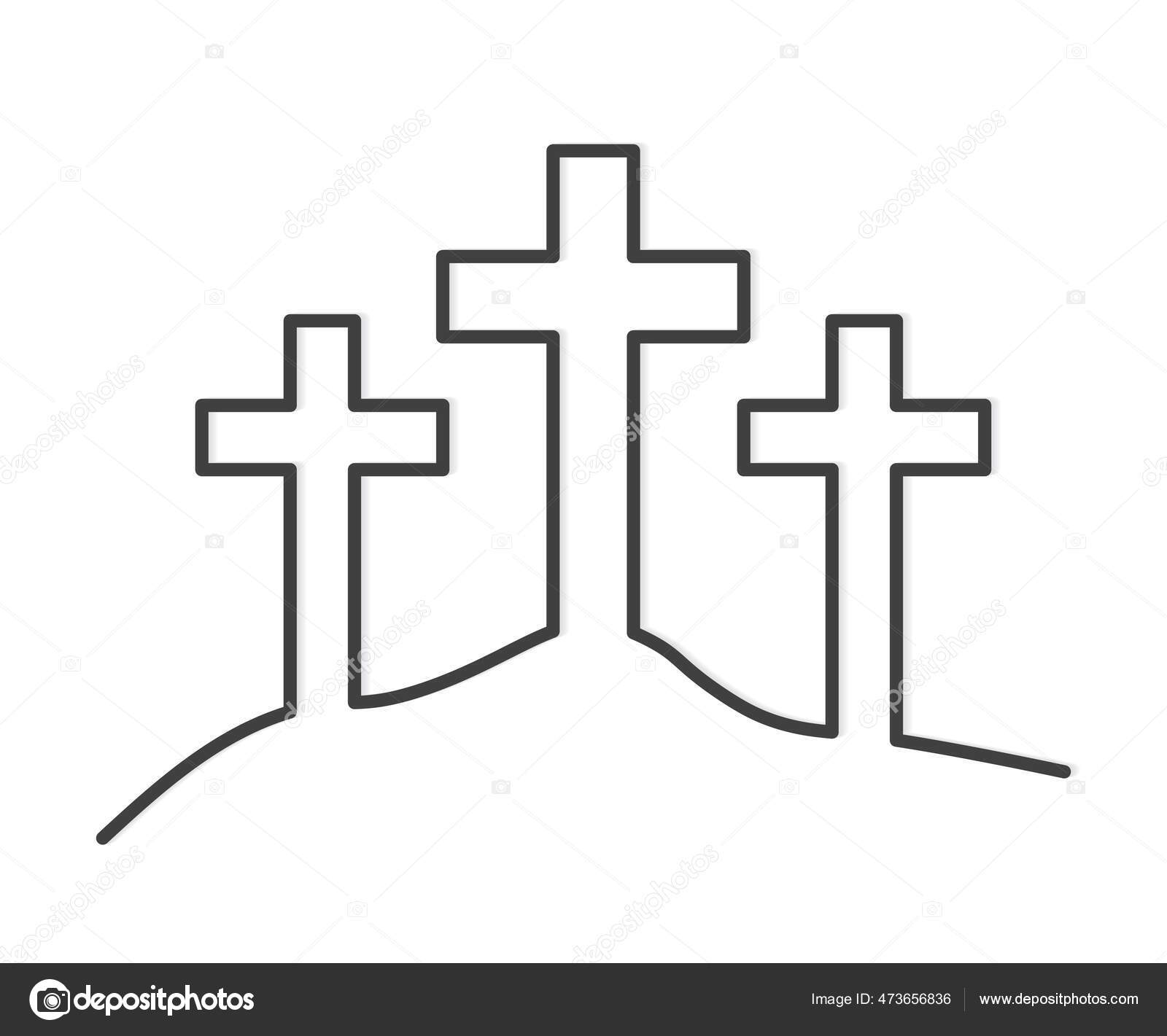 Três Cruzes Colina Crucificação Jesus Cristo Concepto Ilustração Vetor ...