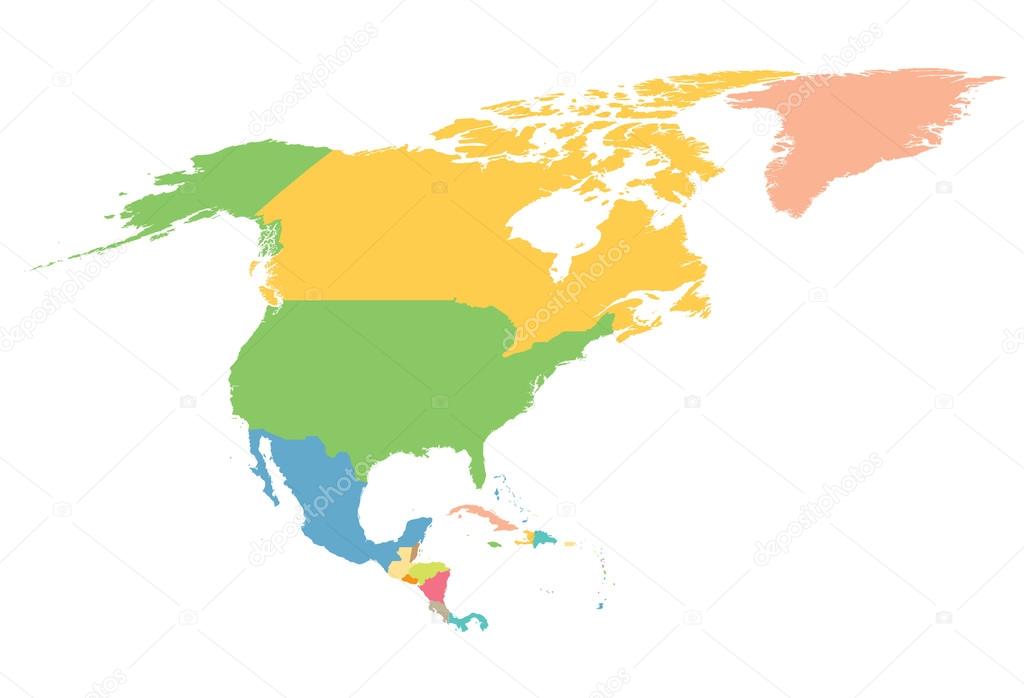 Colorful map of North America Stock Vector by ©chrupka 78312828