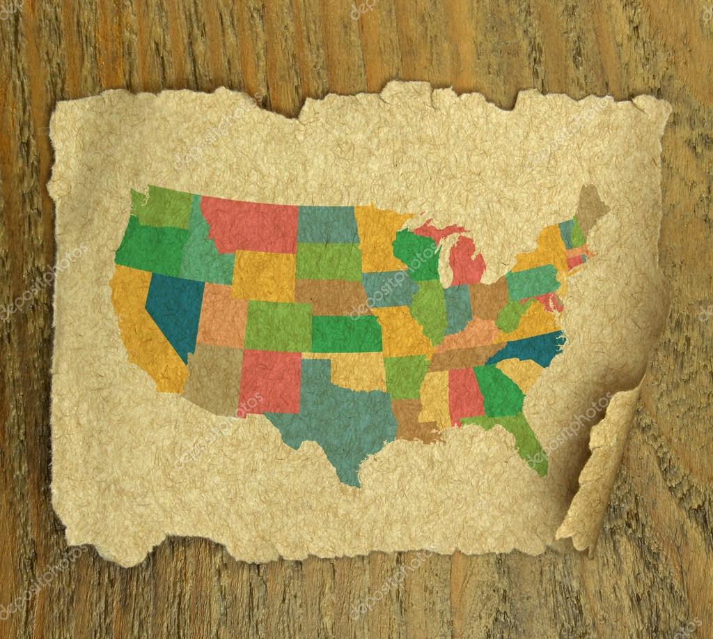 Mapa de Estados Unidos en textura de papel vintage 2022
