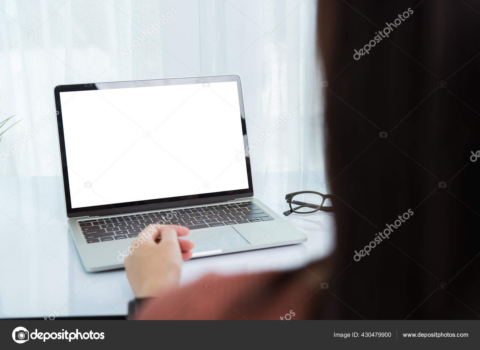 Work Home Back Asian Young Businesswoman Video Conference Call Facetime ...