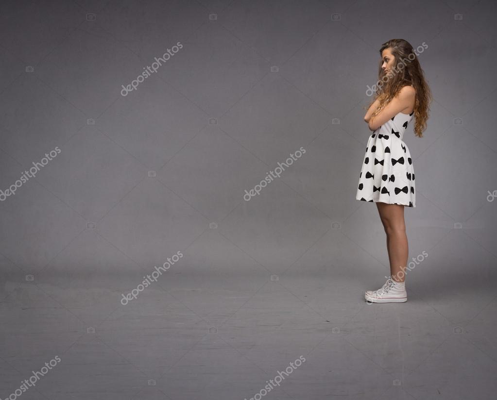 Girl looking empty space — Stock Photo © marcogarrincha #78390944