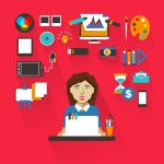 Set of modern flat design icons on design development theme Stock ...