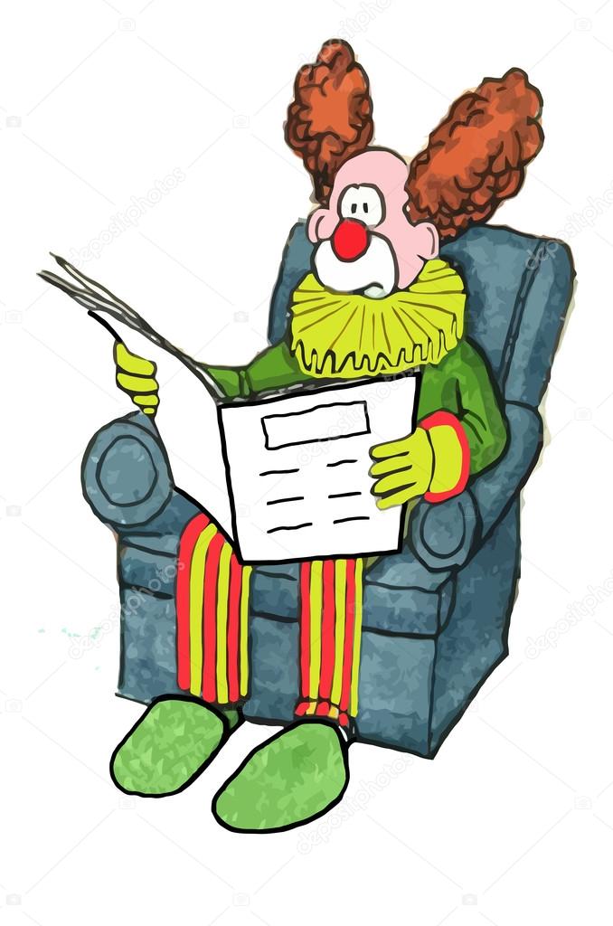 Clown reading a newspaper — Stock Vector © andrewgenn #62762229