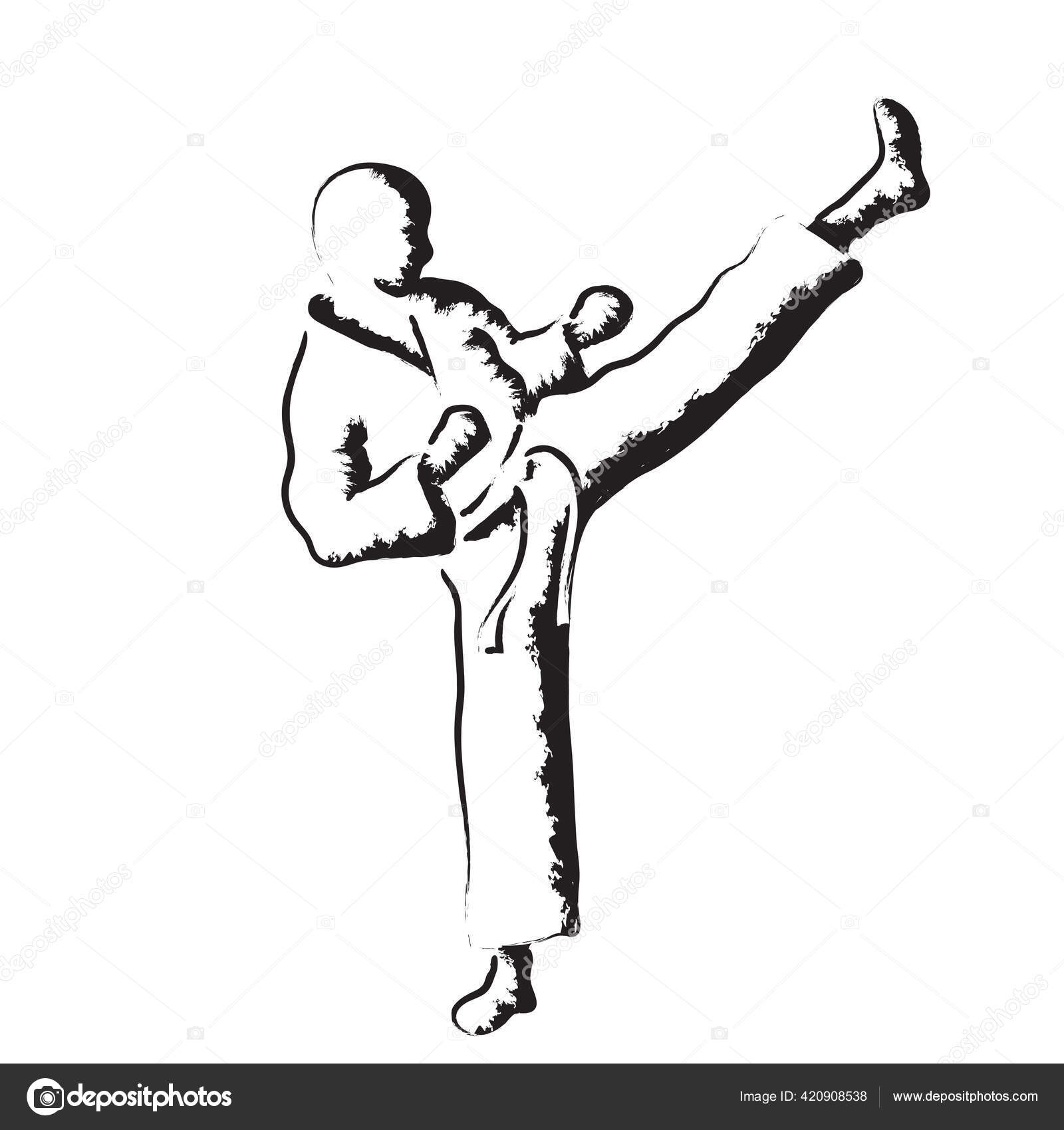 Karate Moves Stylized Karateka Vector Illustration Stock Vector by ...