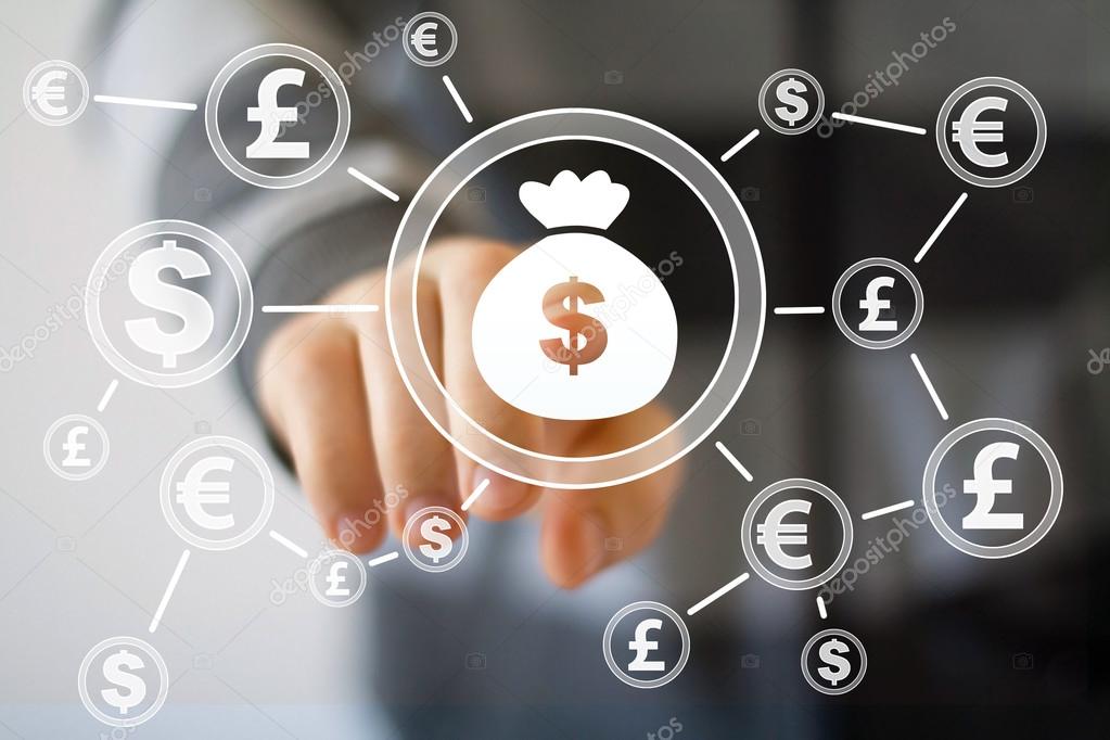 Businessman pushing button with dollar sign Stock Photo by ©maxsim 67043323