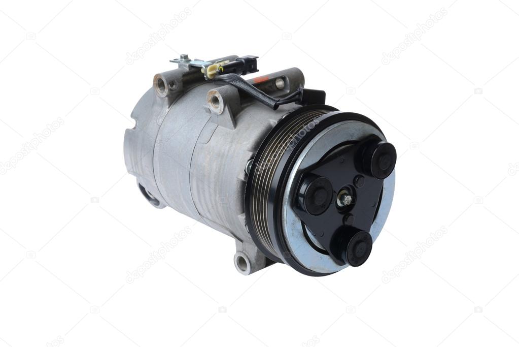 Car air conditioning compressor on a white background Stock Photo by ...