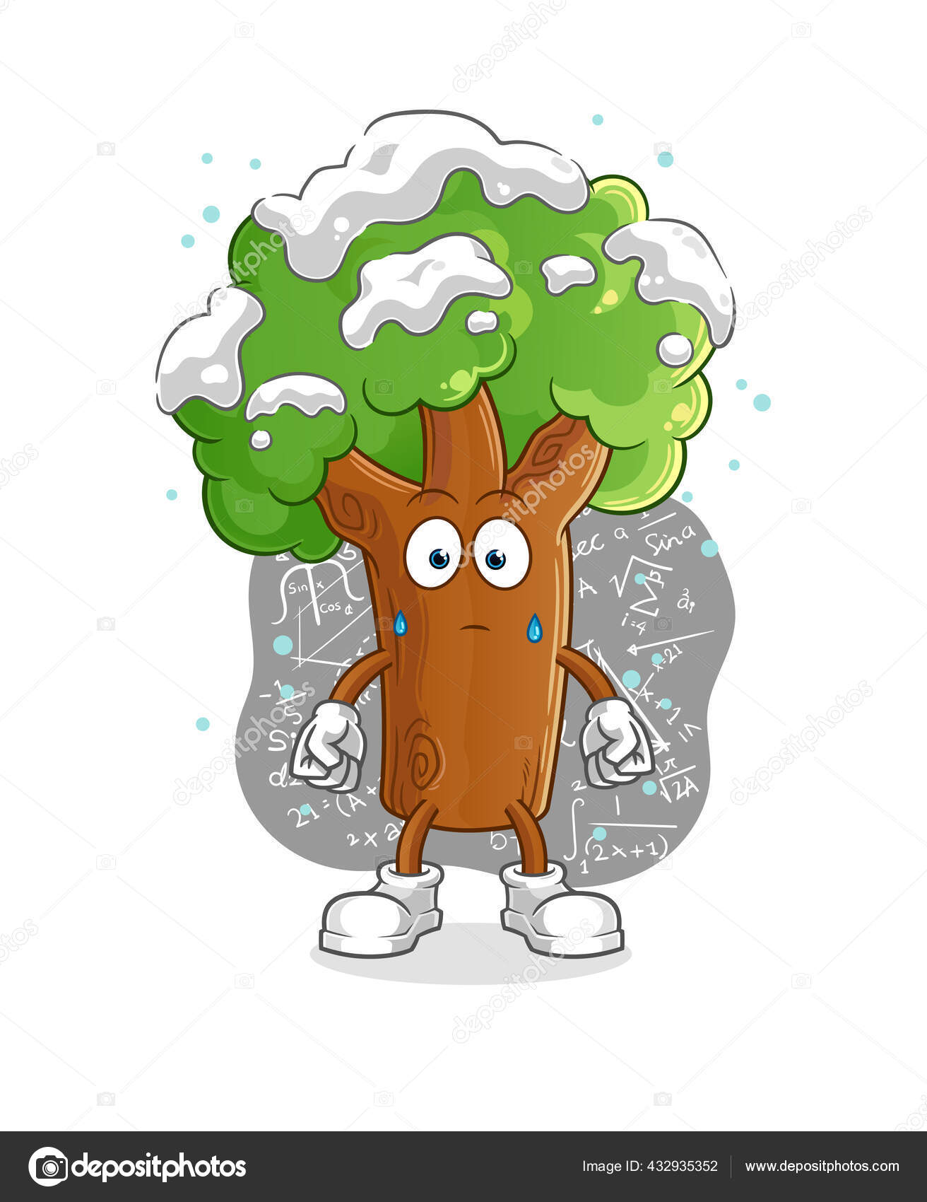 Winter Tree Thinking Hard Vector Cartoon Character Stock Vector by ...