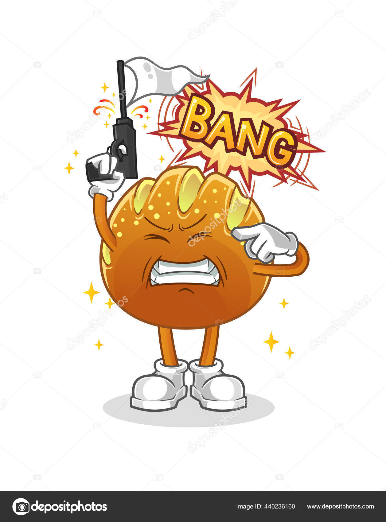 Bread Warning Shot Mascot Cartoon Vector Stock Vector Image by ...