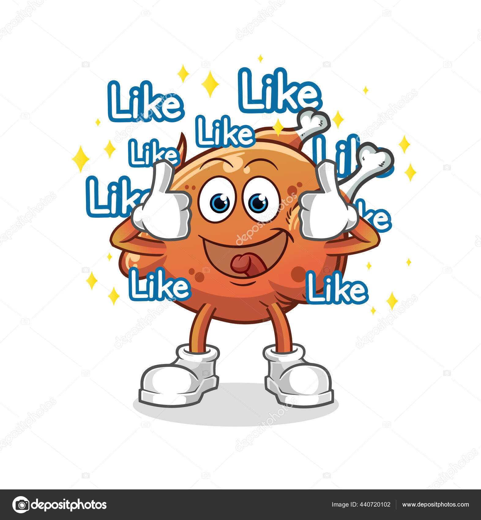 Fried Chicken Give Lots Likes Cartoon Vector Stock Vector Image by ...
