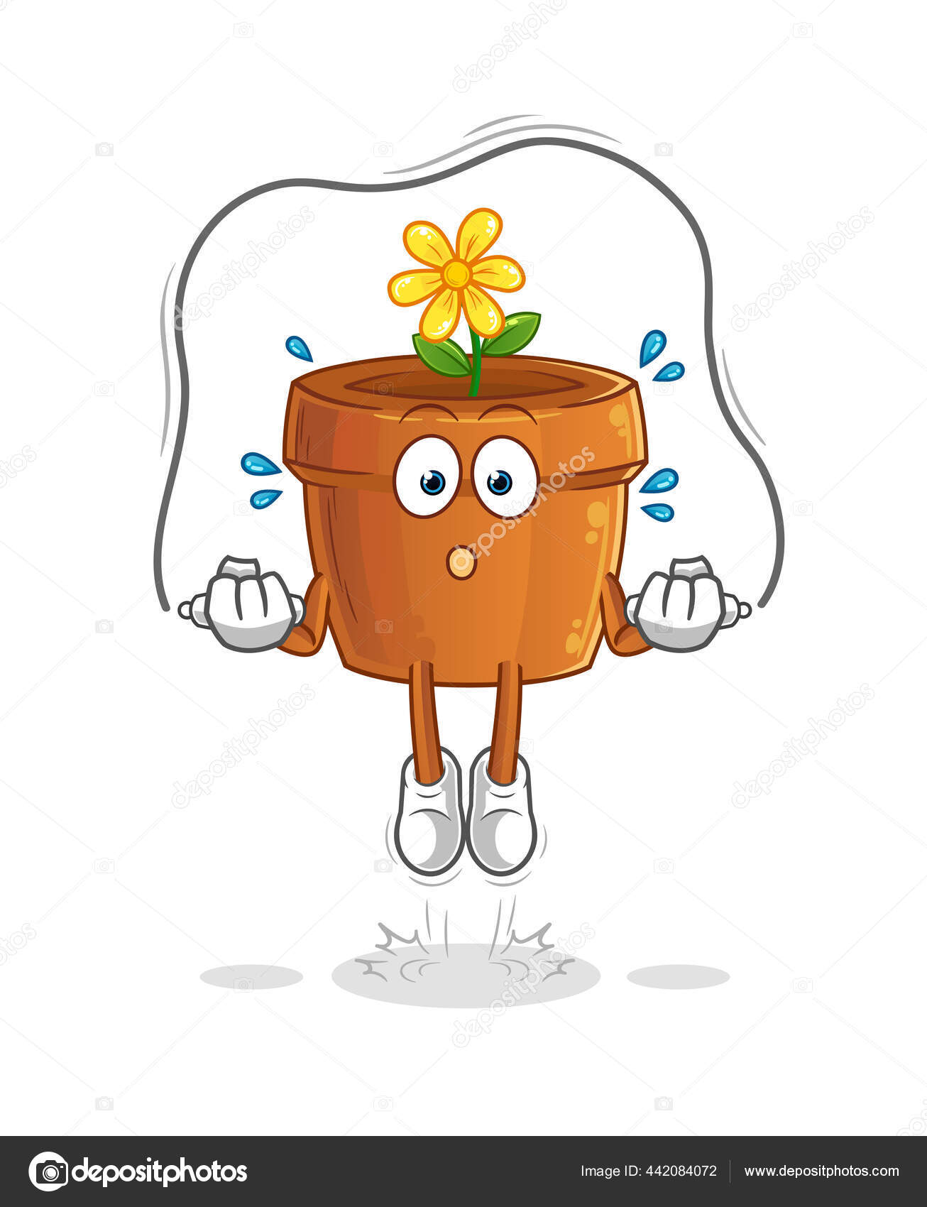 Flower Pot Jump Rope Exercise Character Vector Stock Vector Image by ...