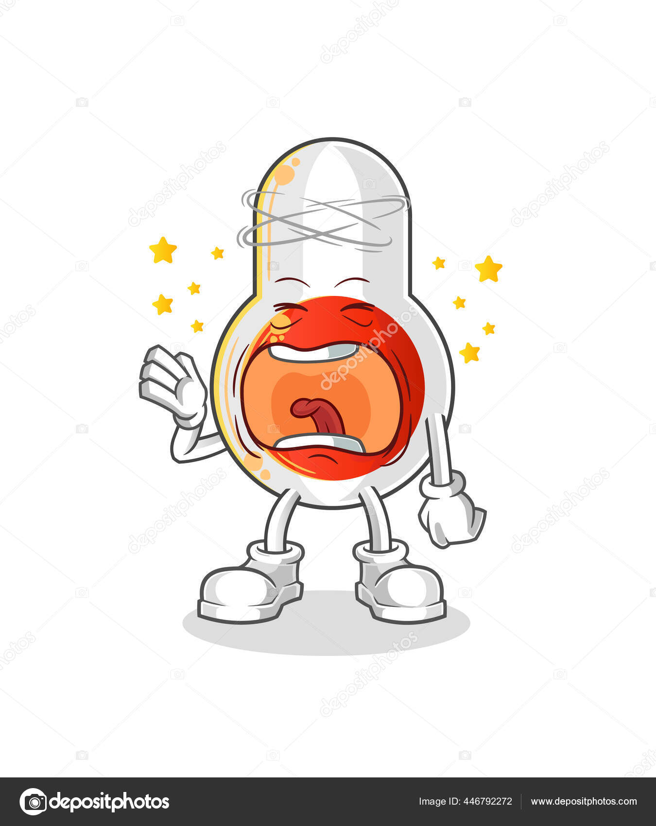 Thermometer Yawn Character Cartoon Mascot Vector Stock Vector Image by ...