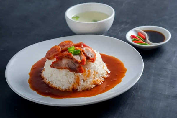 Red pork and Rice , thai food - Stock Image - Everypixel