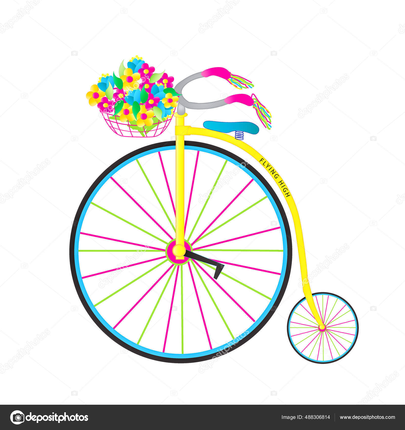 Vintage High Wheeler Bicycle Also Known Penny Farthing Designed Bright ...