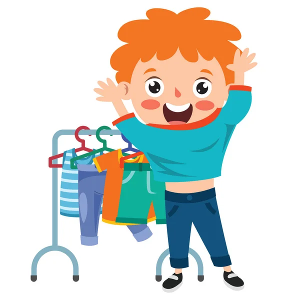 Cartoon Boy Getting Dressed