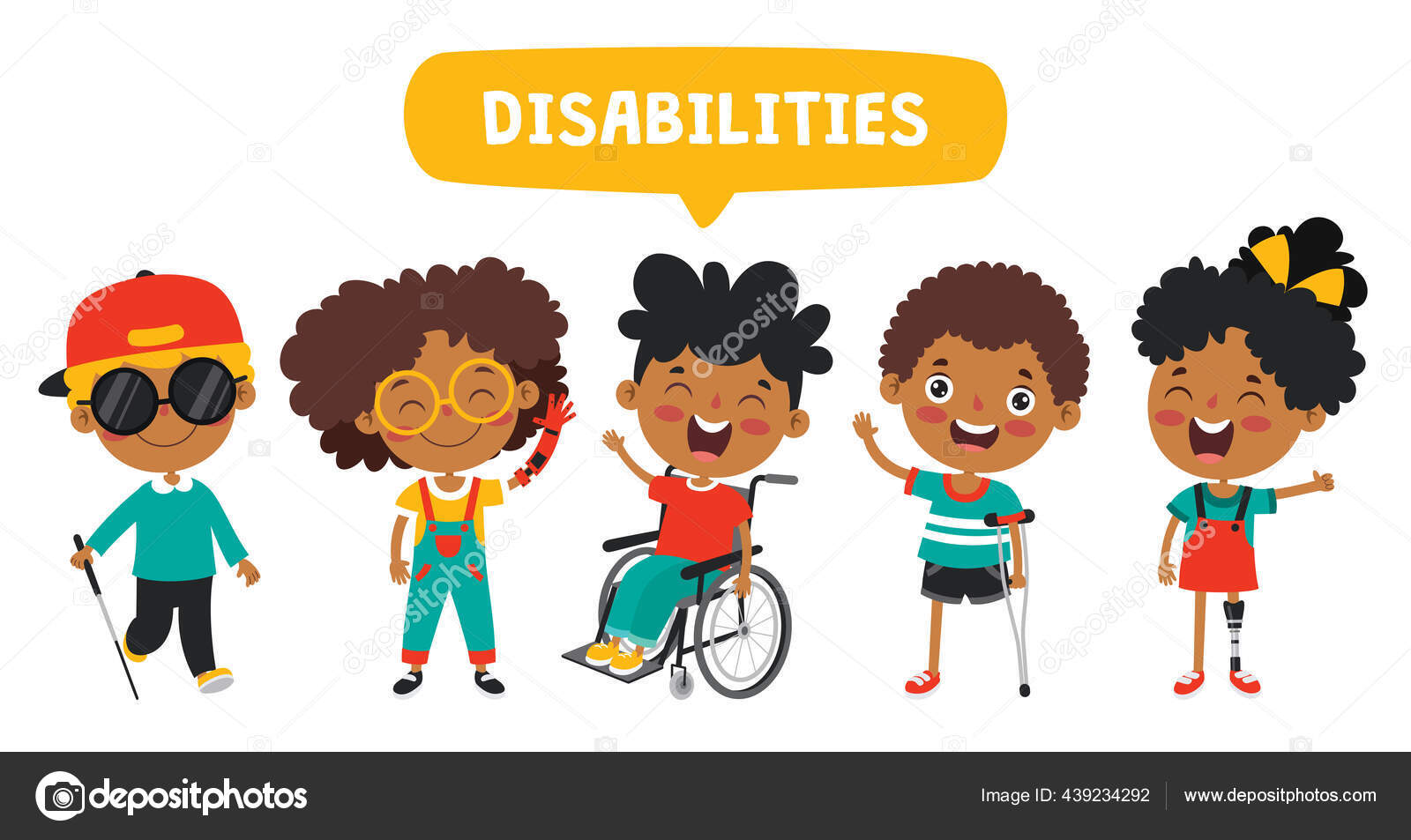 Divertido Dibujos Animados Discapacitados Niño Posando Vector de stock ...