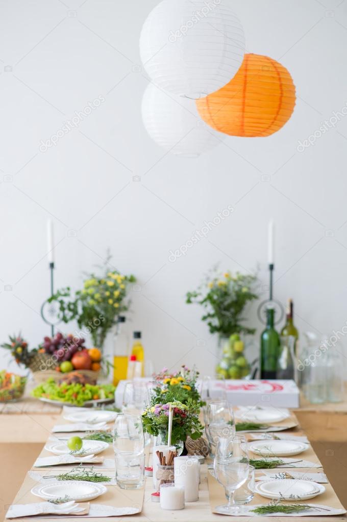 Beautiful Dinner table — Stock Photo © DragonImages #104936380
