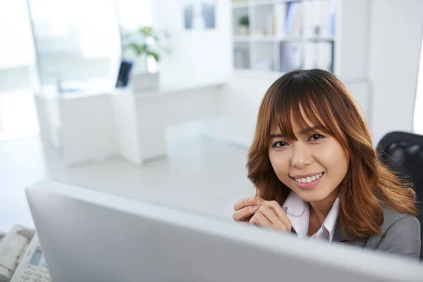 Smiling business woman — Stock Photo © DragonImages #90263742
