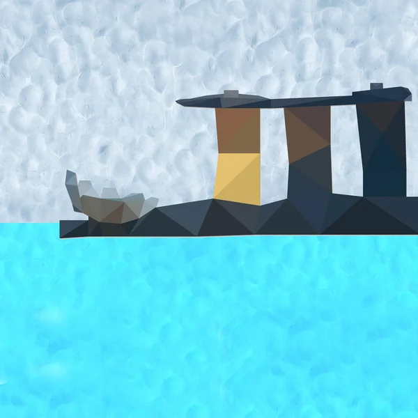 Polygon of World famous landmark collection : Singapore skyline – Stock ...