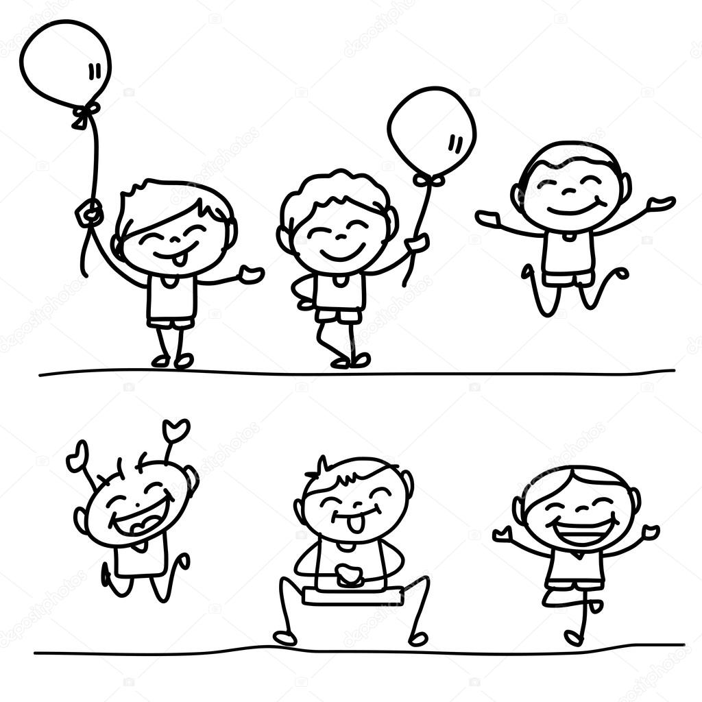 Hand drawing happy kids Stock Vector Image by ©atthameeni #52380847