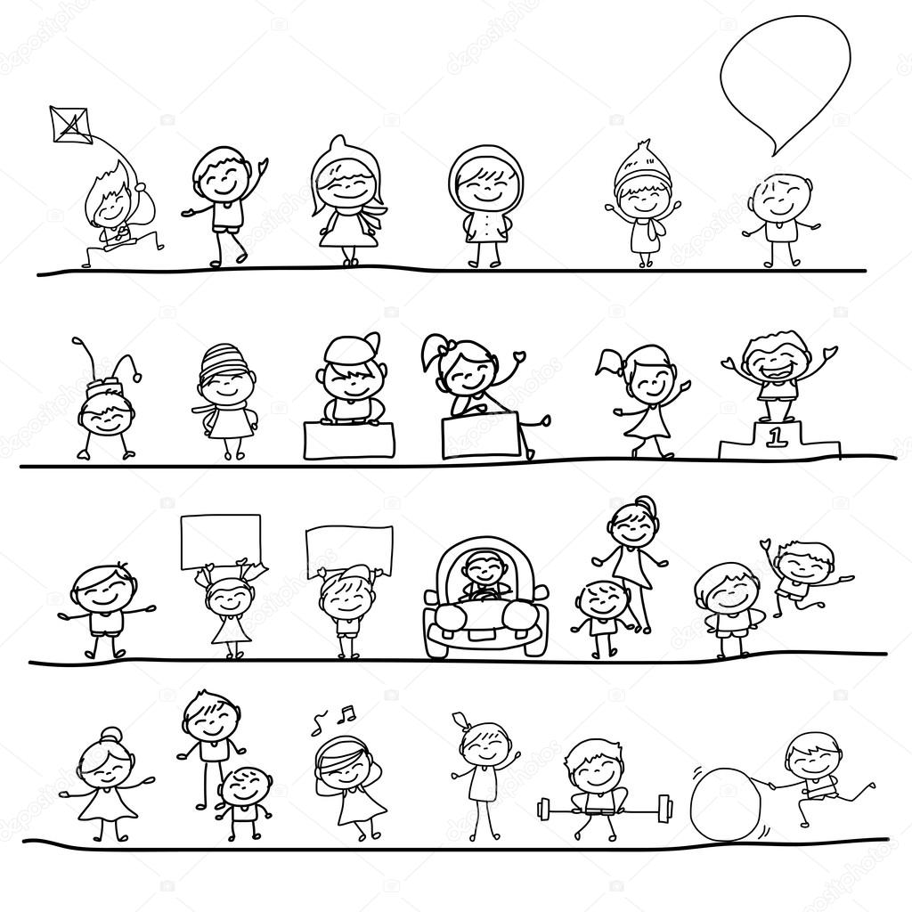 Hand drawing happy kids Stock Vector Image by ©atthameeni #53683945