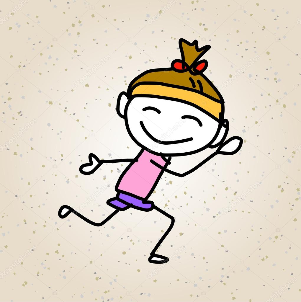 Hand drawing cartoon abstract happy kids Stock Vector Image by ...