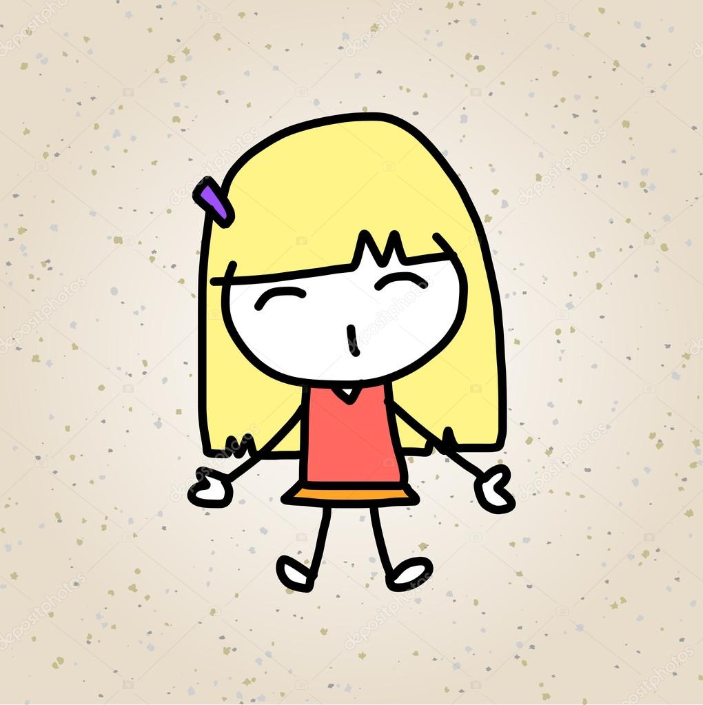 Hand drawing cartoon abstract happy kids Stock Vector Image by ...